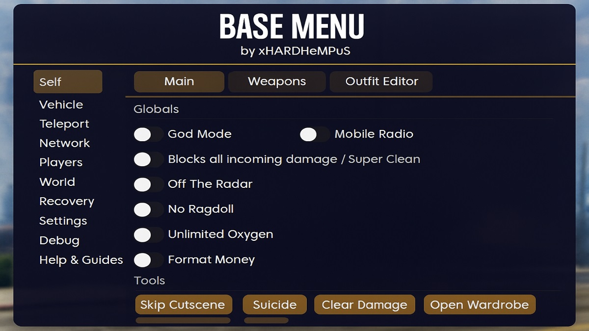 GTA 5 Enhanced 1.71 Hempus Base Menu Source Code